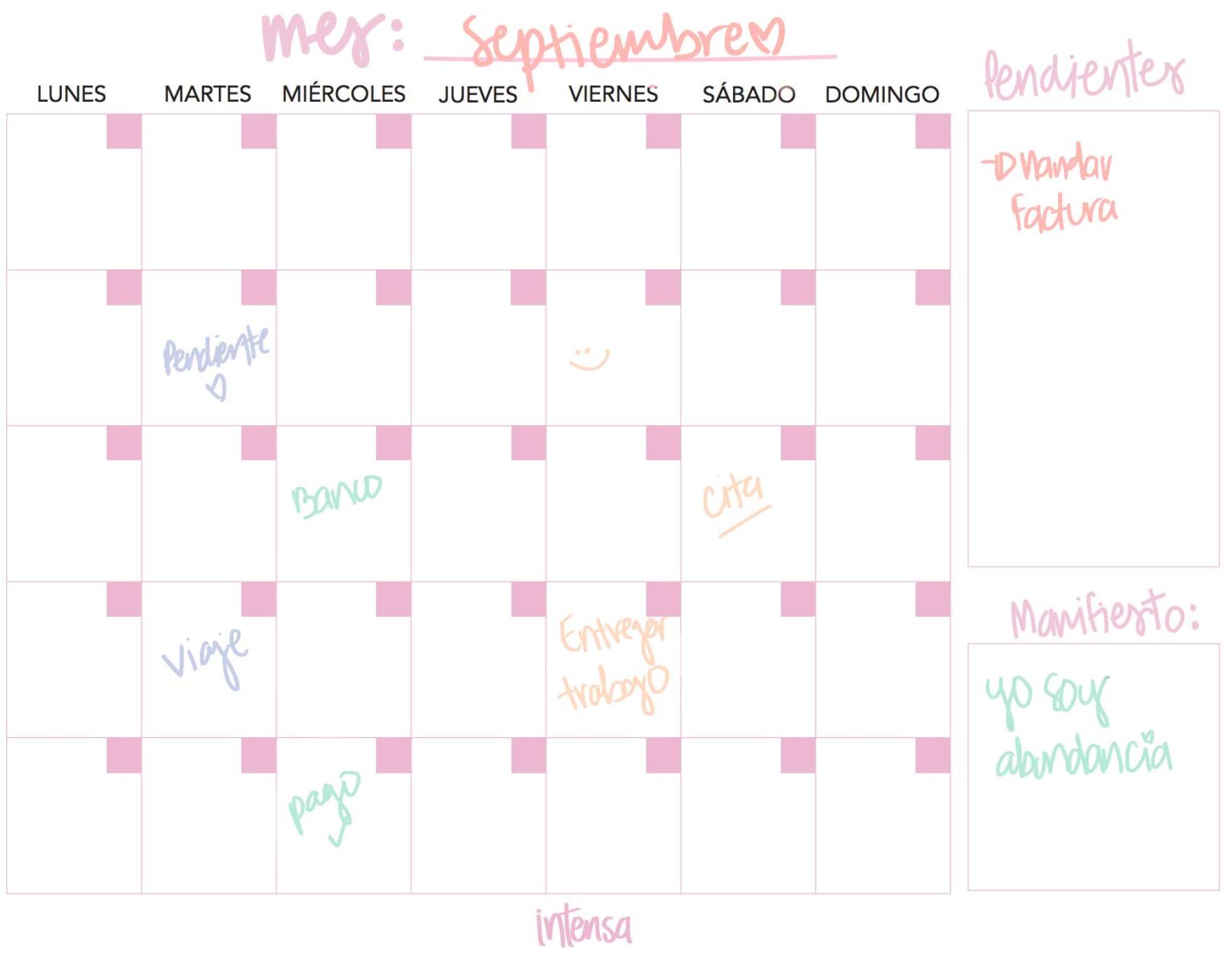 REGALO: Calendario digital atemporal rosa PDF - Tienda Intensa - Tienda ...